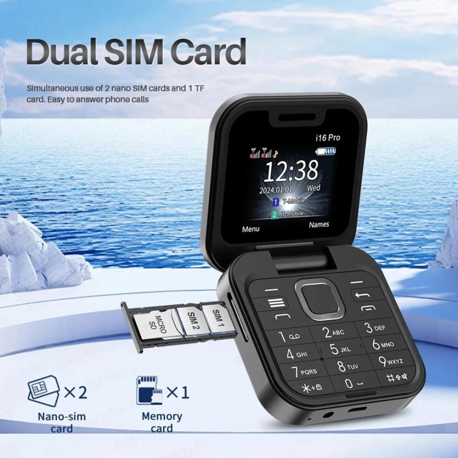 Mini Flip Mobile Phone 2 SIM Card Small Display Foldable Cell Phone ...
