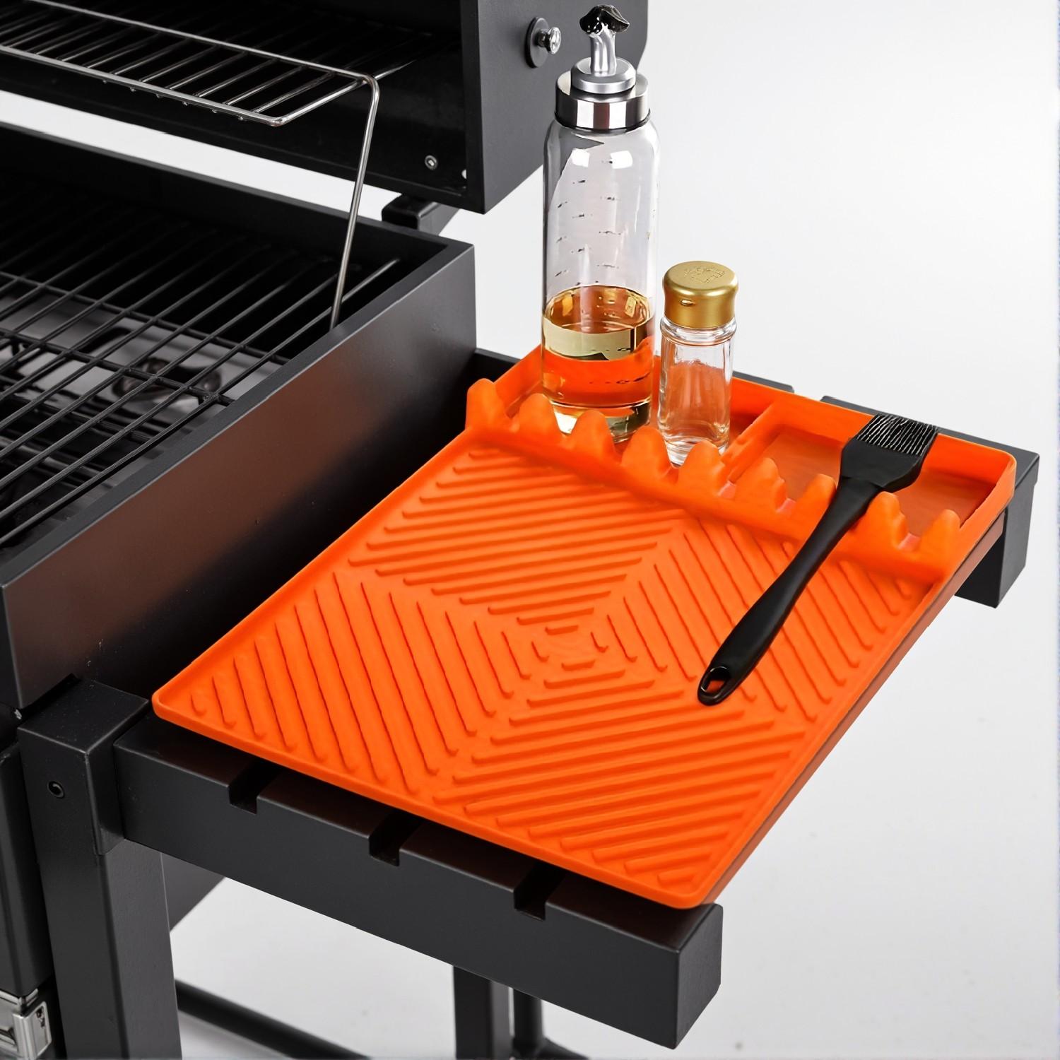 Large Silicone Grill Mat – Drip Pad, Utensils Holder, Outdoor Grill ...