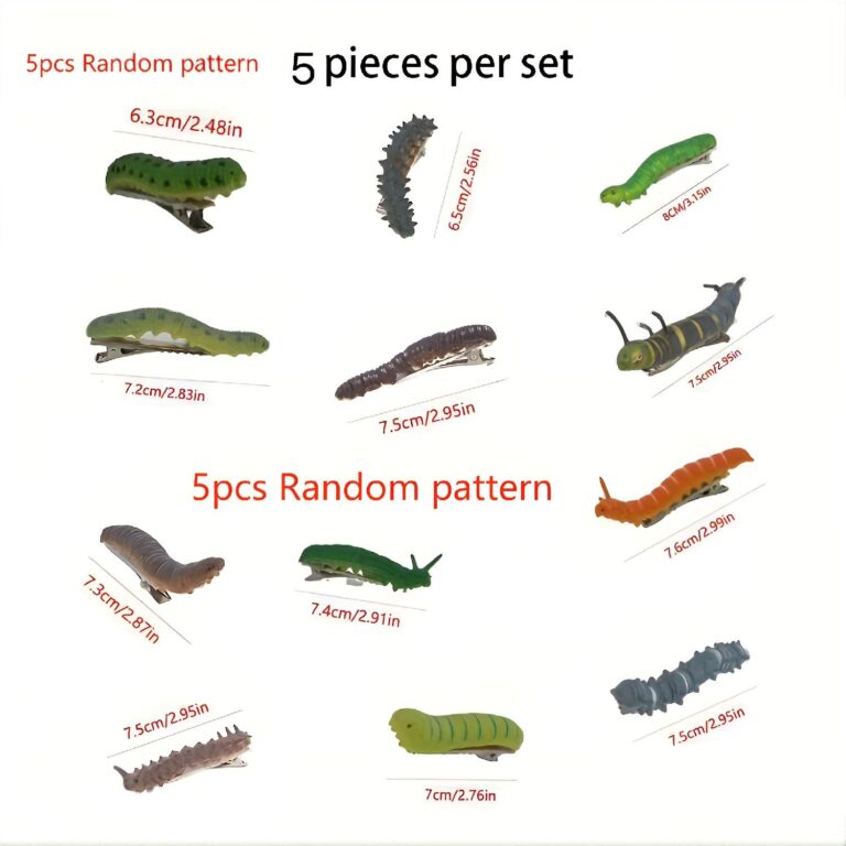 6 Pcs Realistic Caterpillar Hair Clips – Fake Bug Prank Accessories ...