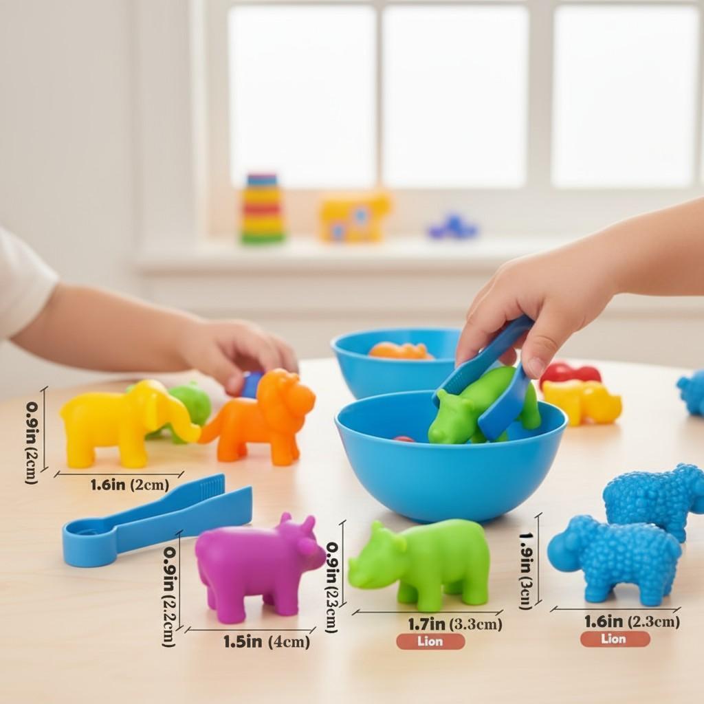 44 Pcs Counting Animals Toys – Matching Game With Sorting Bowls ...