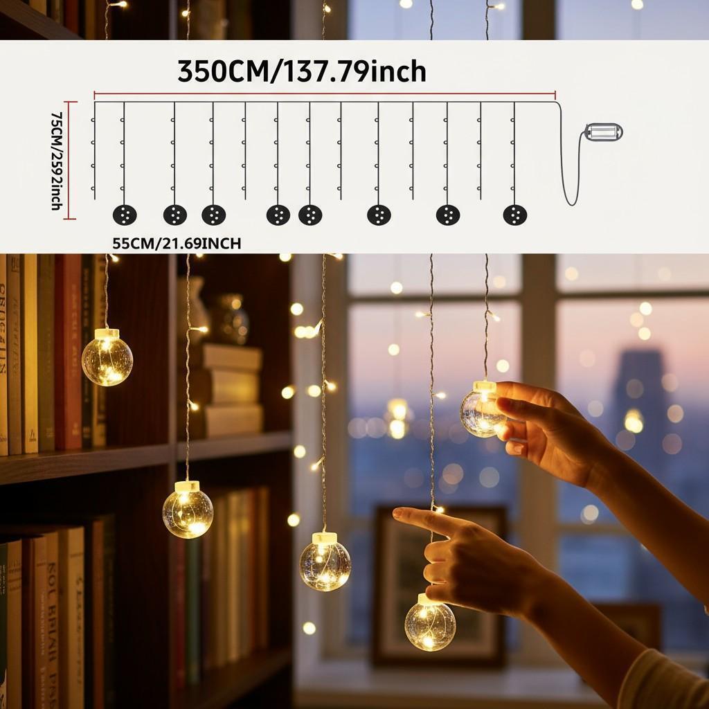 12 Pcs Fairy Light String with 108 LED Bulbs – Battery-Powered, Wall ...