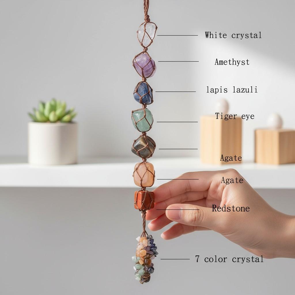 Handmade Healing Crystal Window Car Charm – 7 Chakras Home Decoration ...
